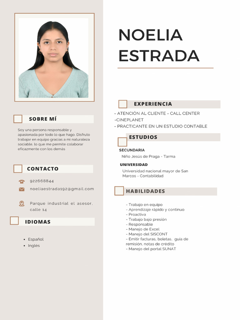 CV Estrada Villanueva Noelia | PDF