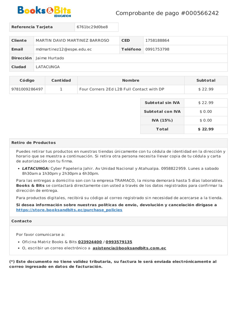 Comprobante de compra Books & Bits | PDF