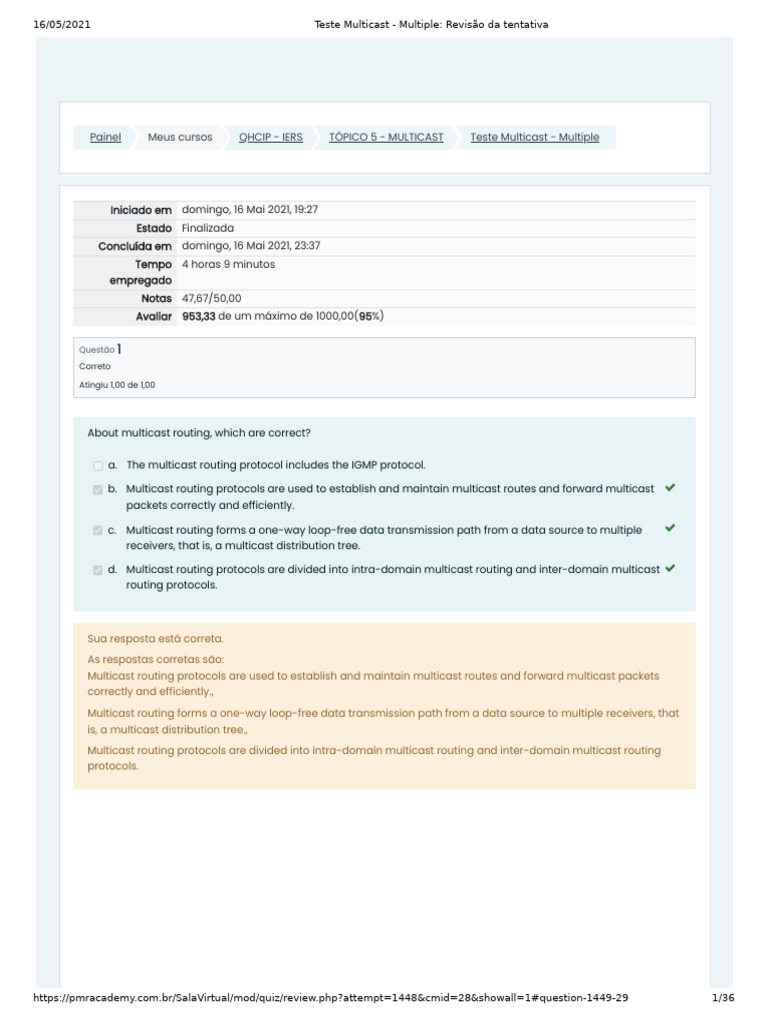 Teste Multicast - Multiple - Revisão Da Tentativa | PDF | Multicast ...