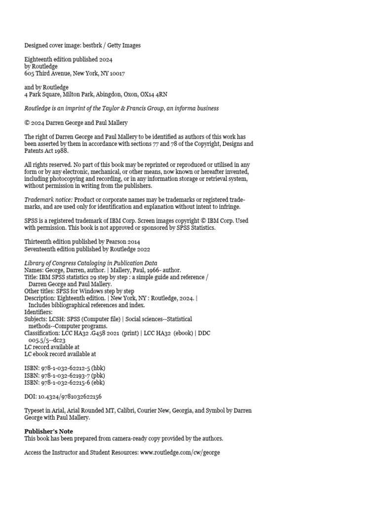 Darren George, Paul Mallery - IBM SPSS Statistics 29 Step by Step - 7 | PDF