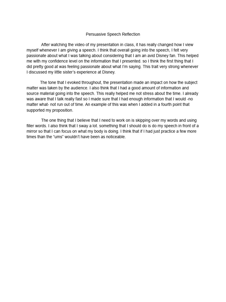 Persuasive Speech Reflection | PDF