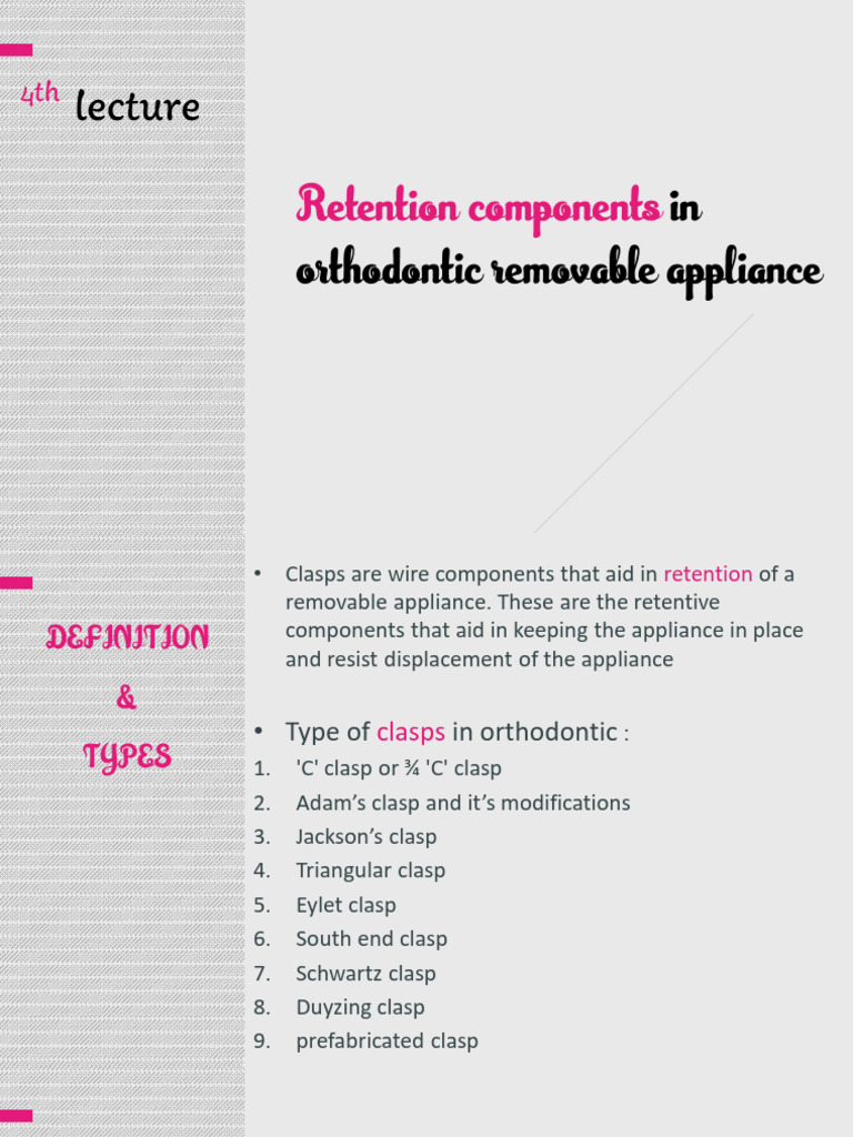 Orthodontic Clasps Guide | PDF | Tooth | Orthodontics