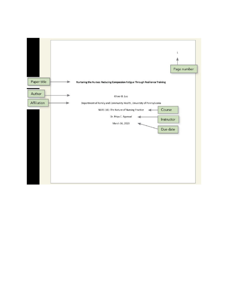 Format of The APA Cover Page or Title Page | PDF