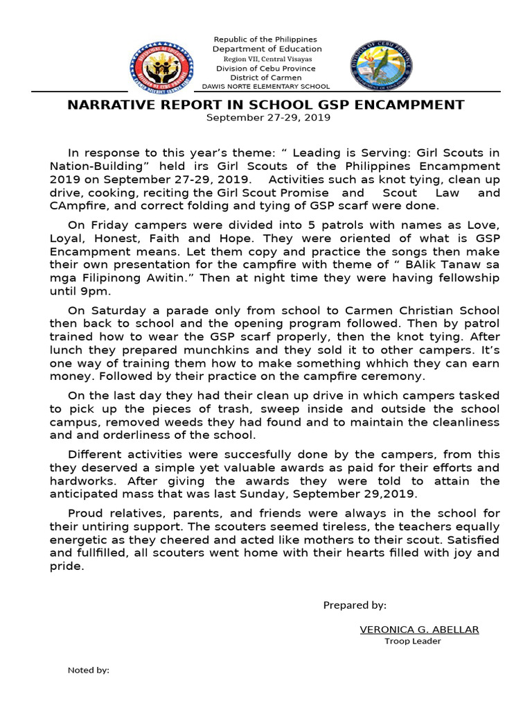 GSP Narrative Report | PDF | Scouting | Youth Movements