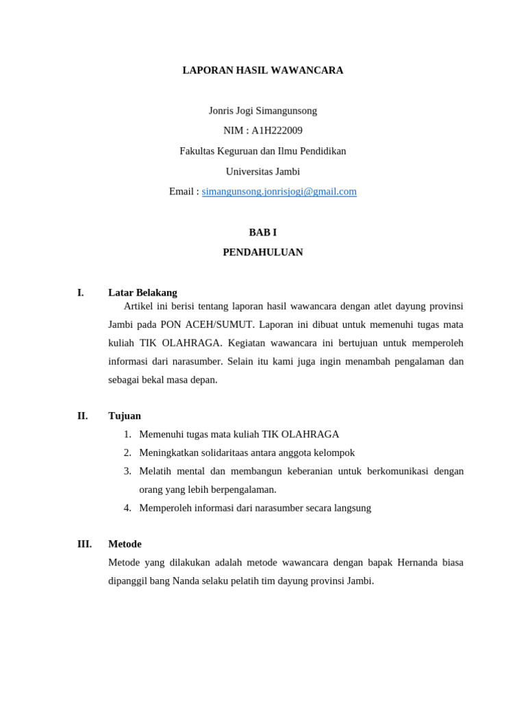 Laporan Individu Hasil Wawancara | PDF