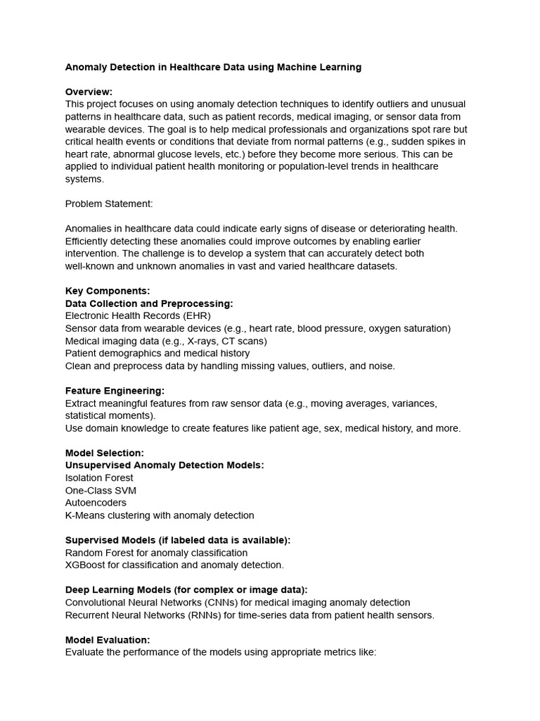 Anomaly Detection in Healthcare Data using Machine Learning (1) | PDF | Machine Learning ...