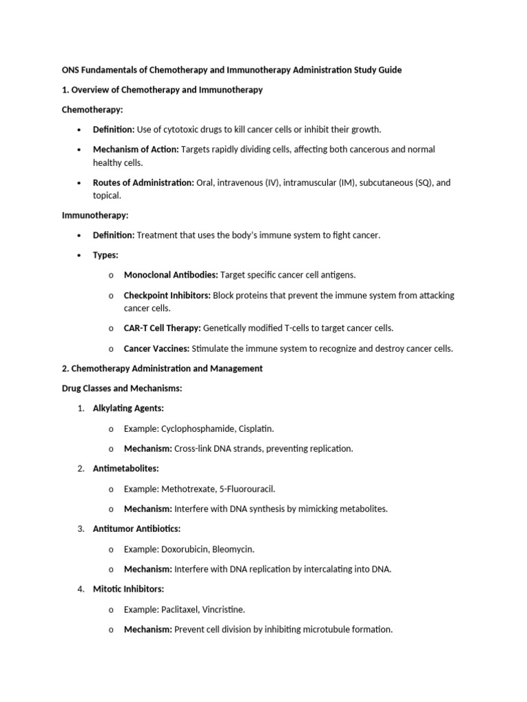 ONS Fundamentals of Chemotherapy and Immunotherapy Administration Study ...