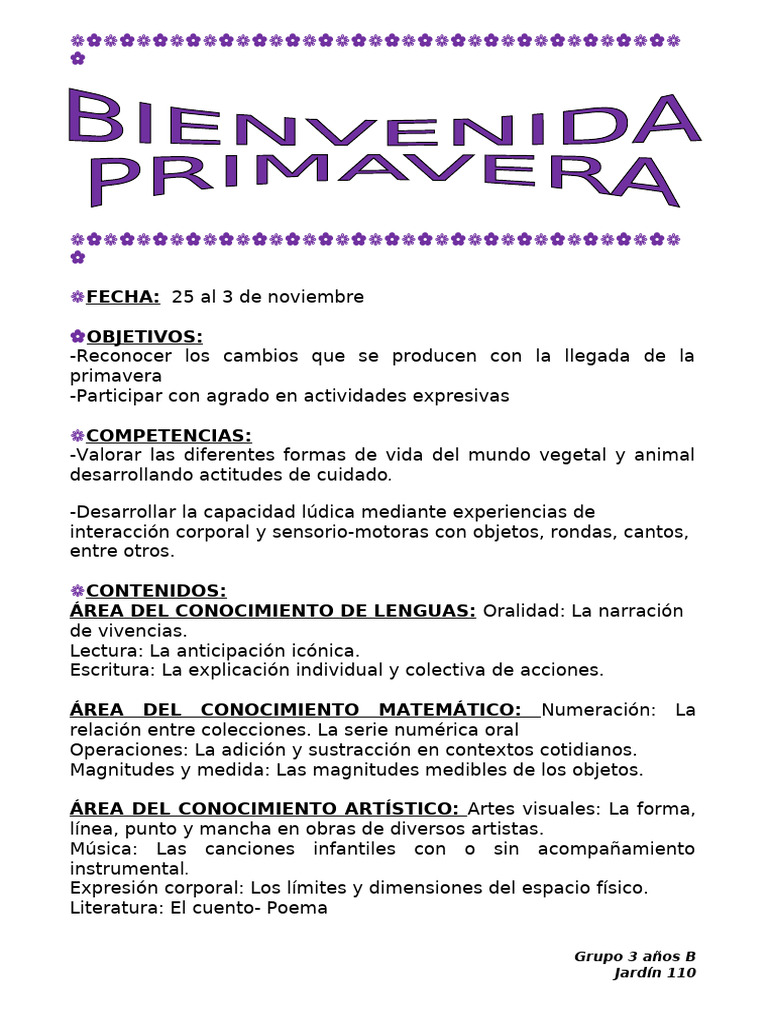 Actividades Educativas para la Primavera | PDF