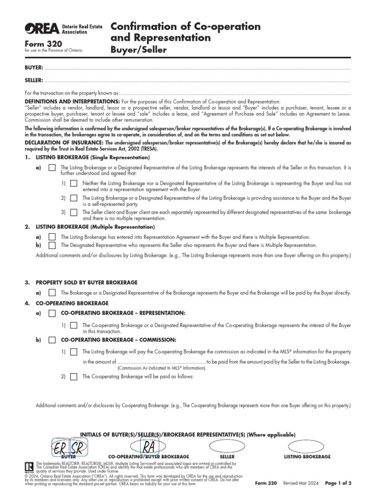 (Ontario) 320 - Confirmation of Co-operation and Representation | PDF ...