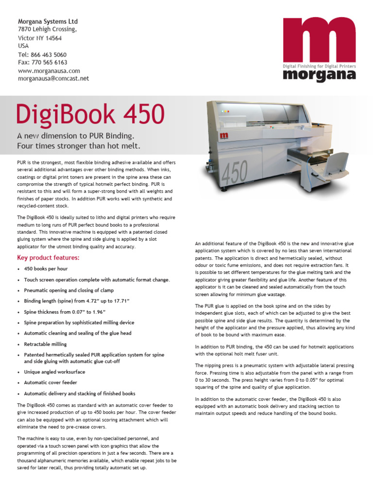Morgana DigiBook 450 Literature | PDF | Adhesive | Bookbinding