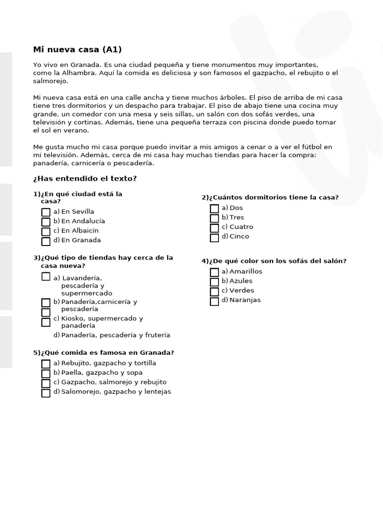 Texto 1. Mi Casa Nueva | PDF