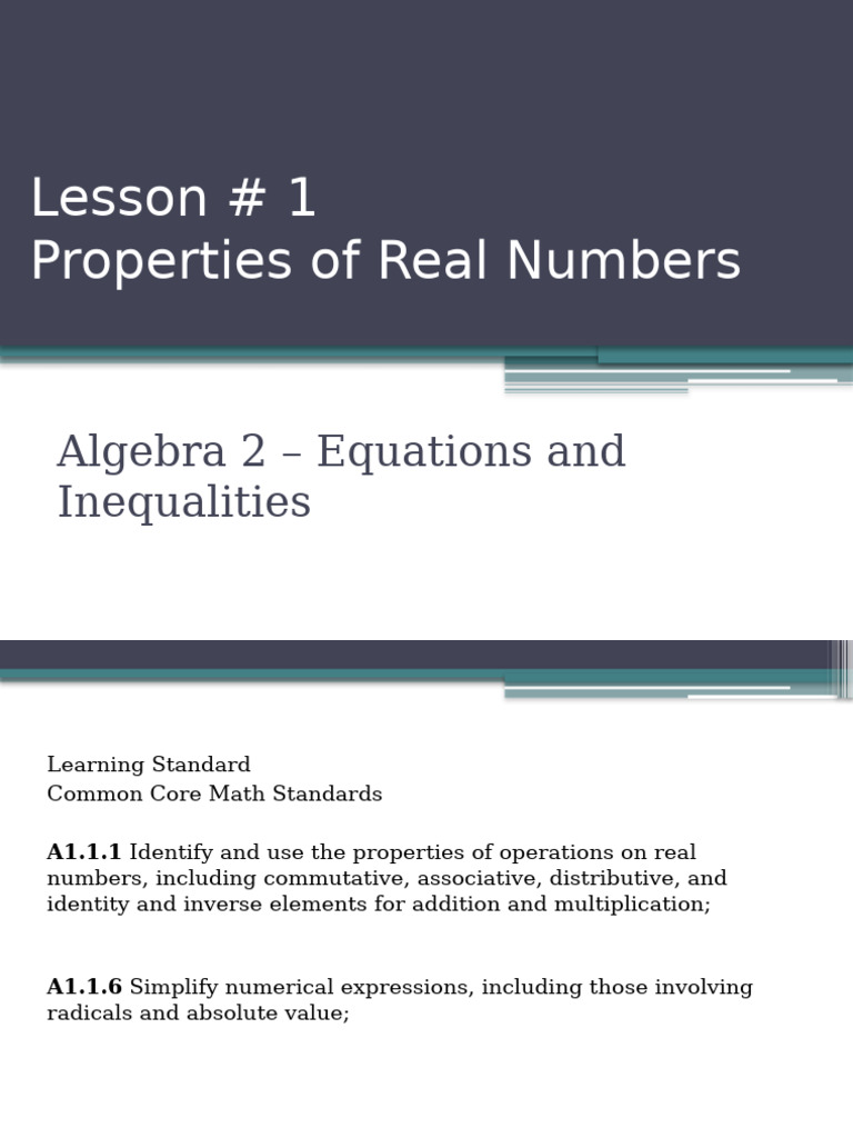 Direct Instruction - Properties of Real Numbers | PDF | Numbers ...