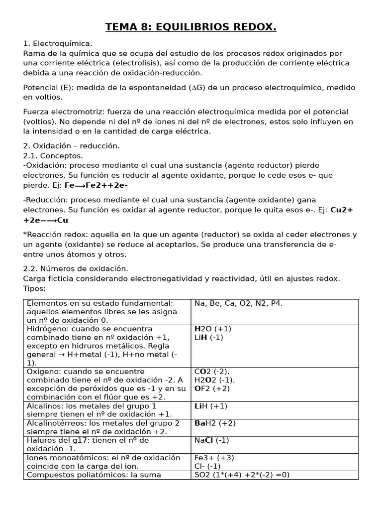 Tema 8 Redox | PDF | Redox | Ciencias fisicas