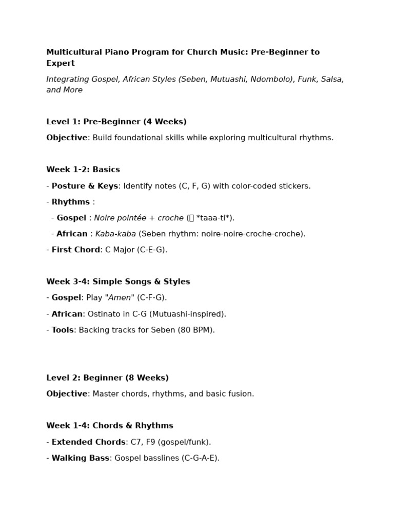 Multicultural Piano Program For Church Music | PDF | Performing Arts ...