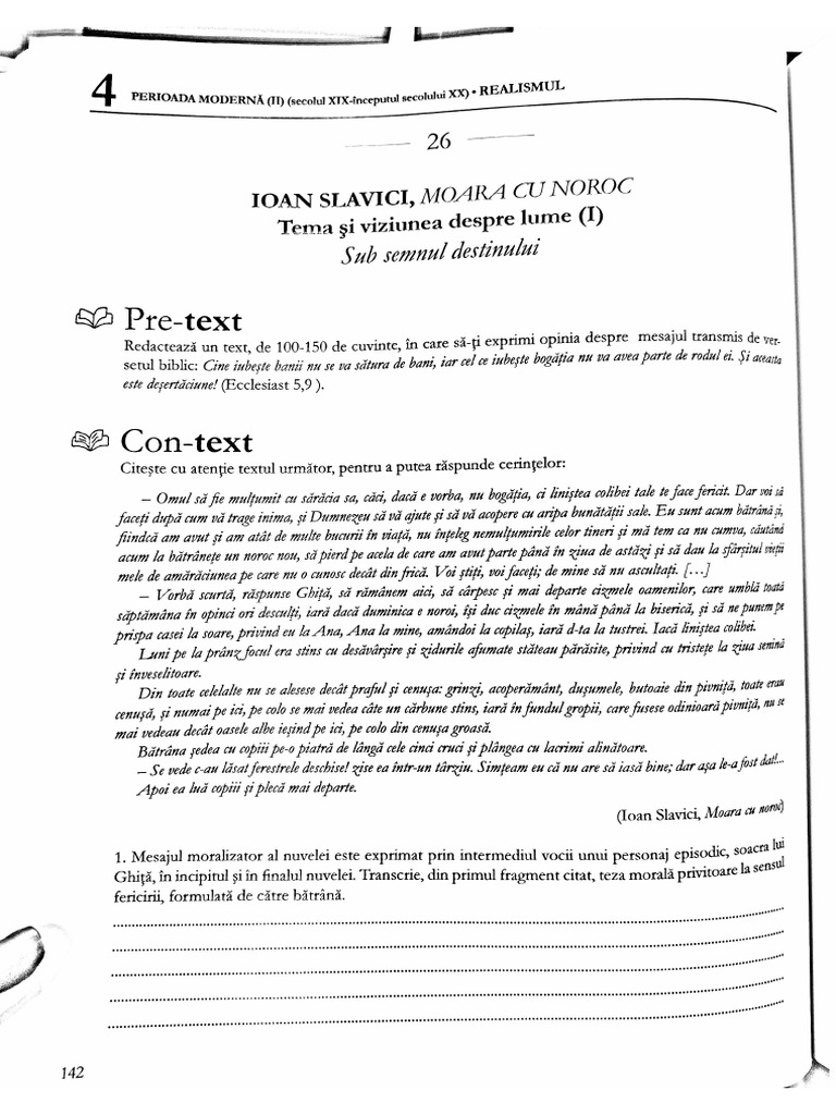 MOARA CU NOROC - I. Slavici | PDF