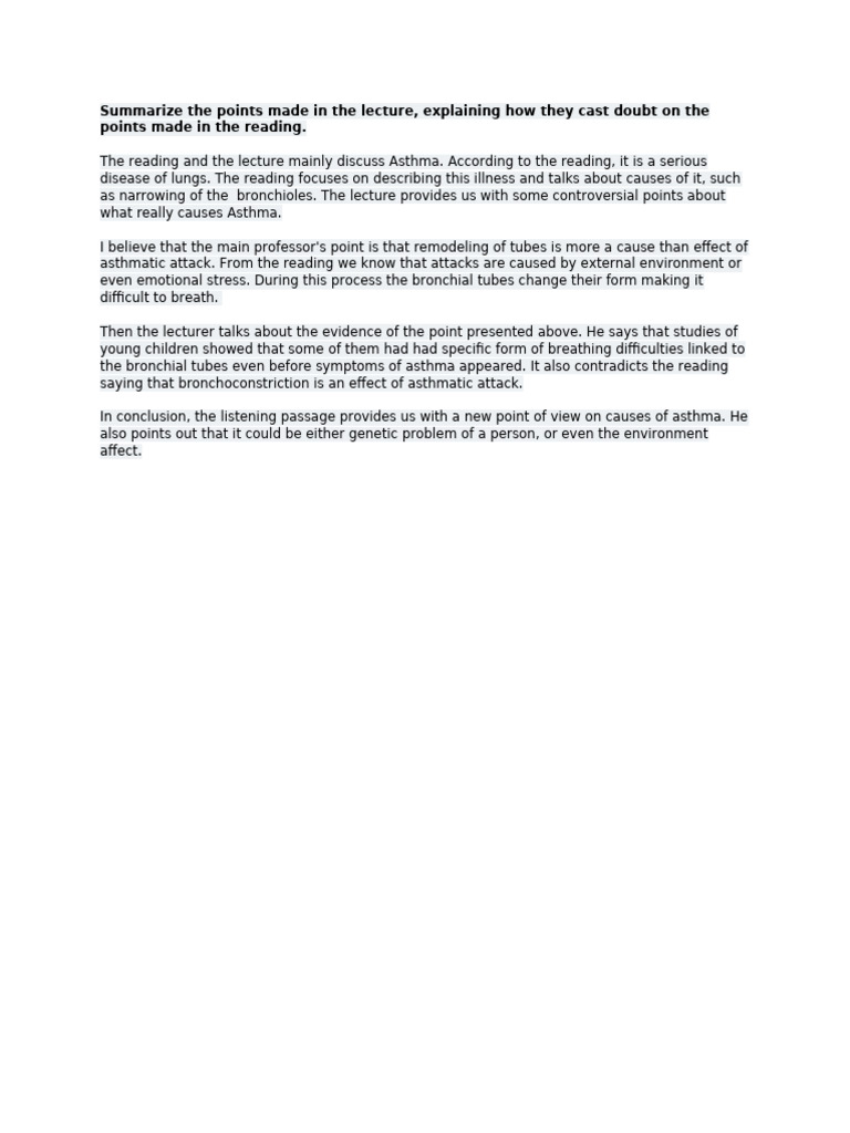 Summarize The Points Made in The Lecture | PDF