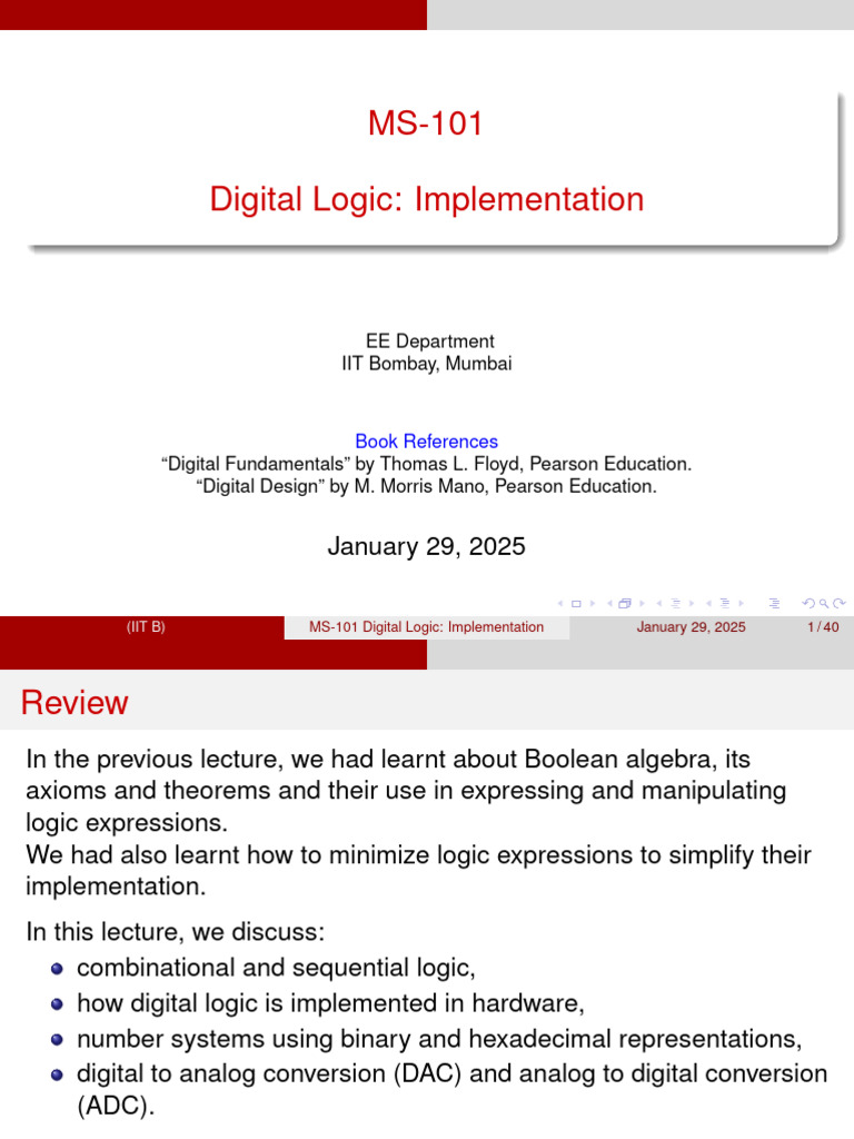 2024 25 SPR MS101 EE Digital Logic Implementation - Ver Jan20 | PDF | Logic Gate | Cmos