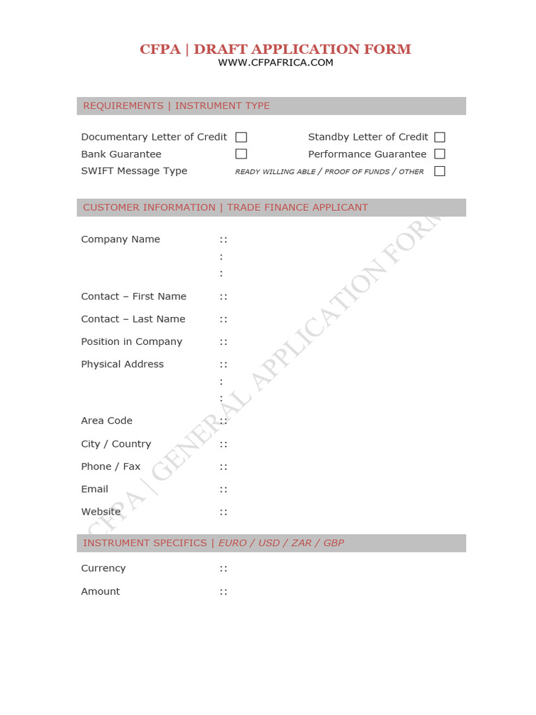 CFPA Trade Finance Application Form | PDF | Business