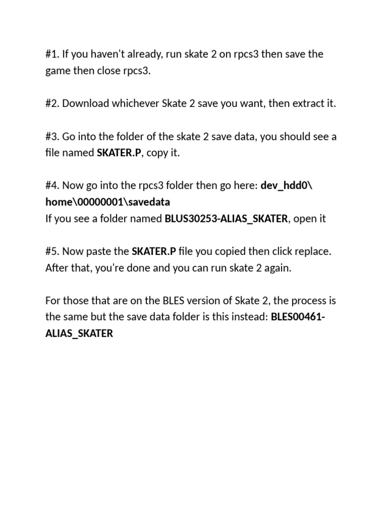 Skate 2 Save File Installation Guide | PDF