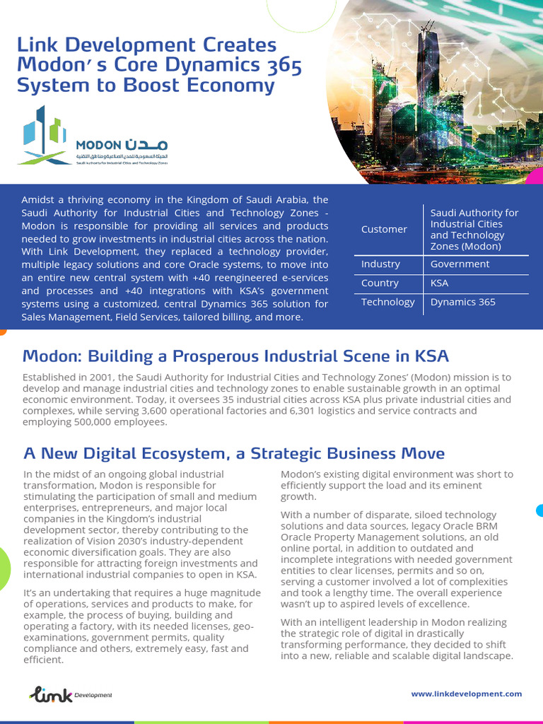 Modon's Digital Transformation with D365 | PDF | Saudi Arabia | Business