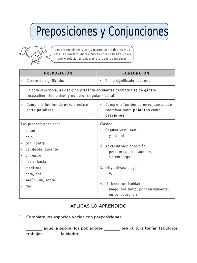Ejemplos de Preposiciones y Conjunciones | PDF