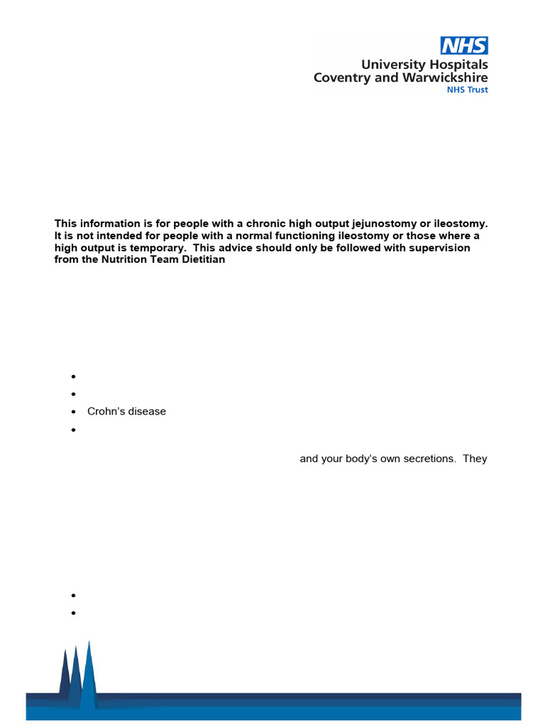 High Output Stoma Dietary Guidance | PDF | Foods | Vegetables