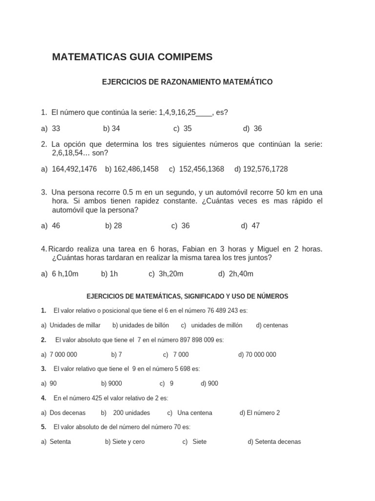 Matematicas Guia Comipems Pdf Lexicología