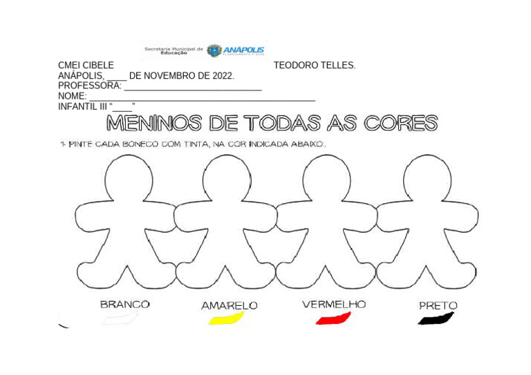 Atividade Menino de Todas as Cores | PDF
