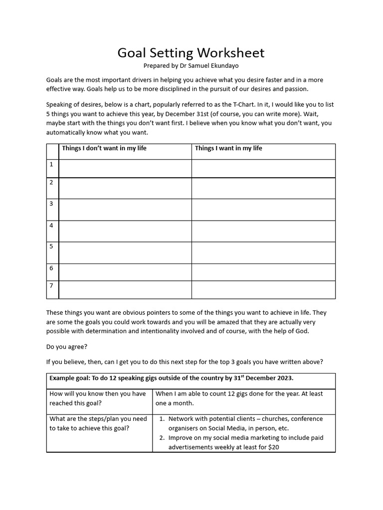 Goal Setting Worksheet Docx 20230510110550 | PDF