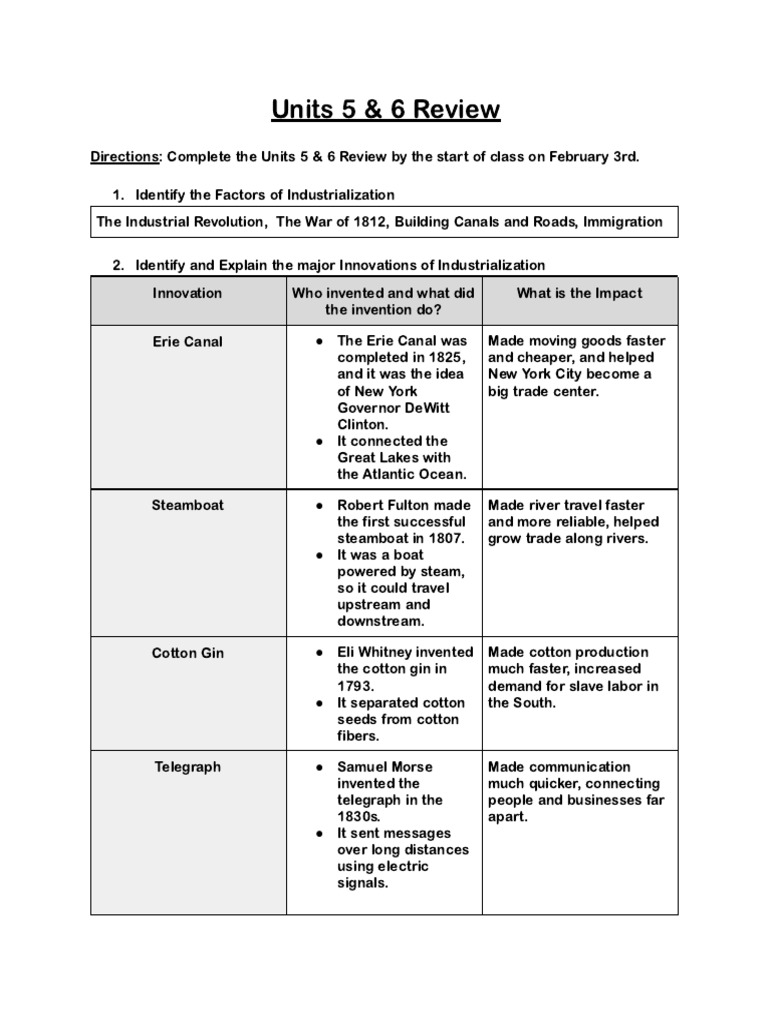 Industrialization Review Guide | PDF | Abolitionism In The United ...