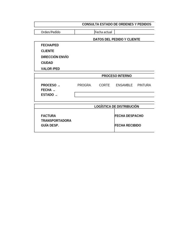 Plantilla Seguimiento y Control de Pedidos | PDF