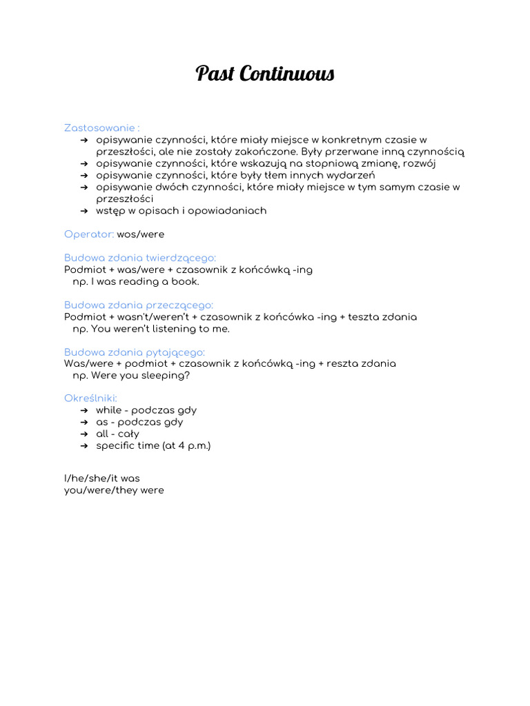 Past Continuous | PDF