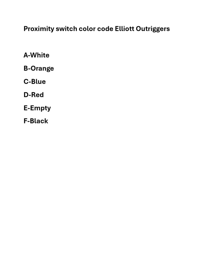 Proximity Switch Color Code to Outrigger ELLIOTT | PDF