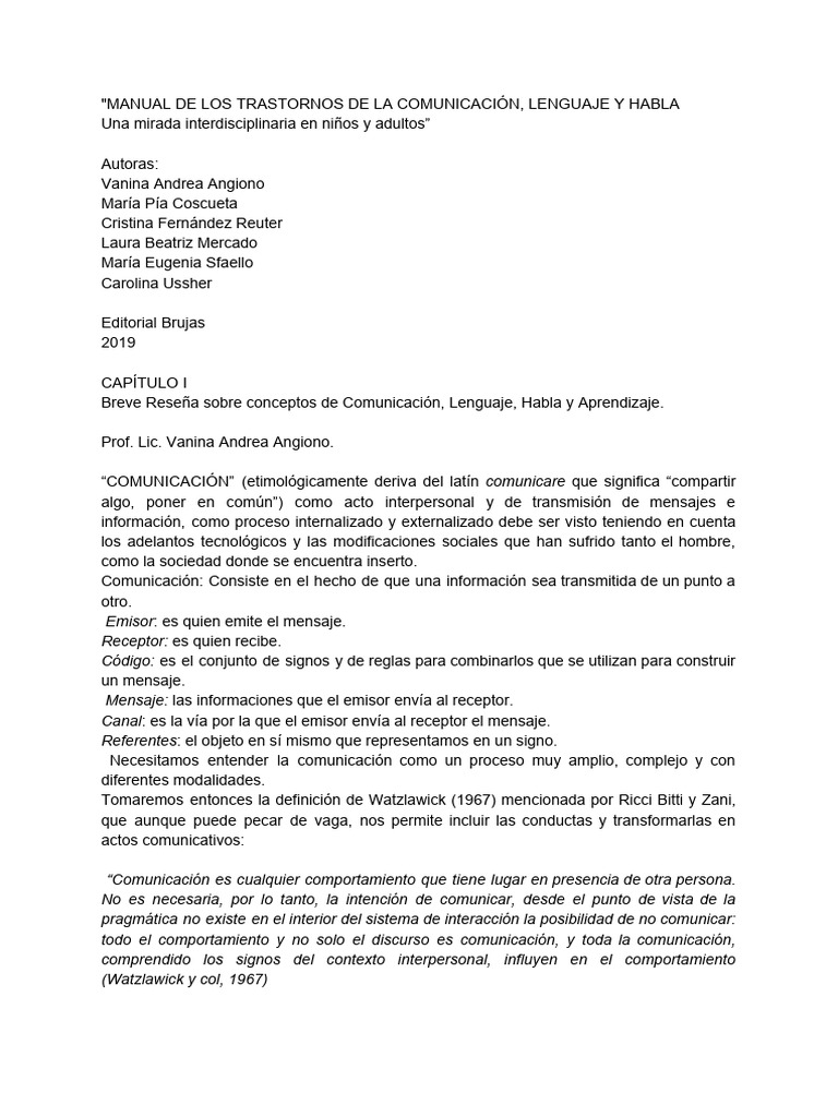 Comunicación y Lenguaje. Angiono V. | PDF | Comunicación | Lingüística