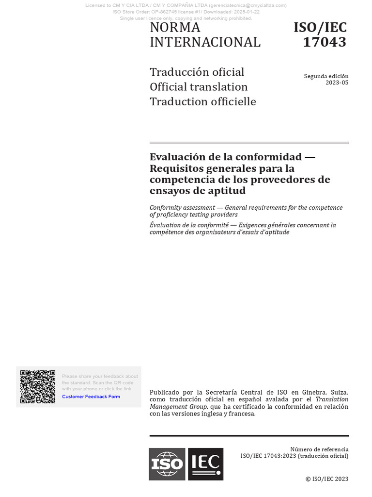 ISO IEC 17043 2023 (Es) | PDF | Organización internacional para la estandarización | Medición