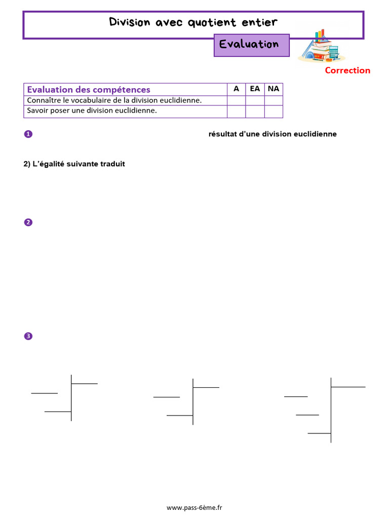 Évaluation de la Division en 6ème | PDF | Arithmétique | Division