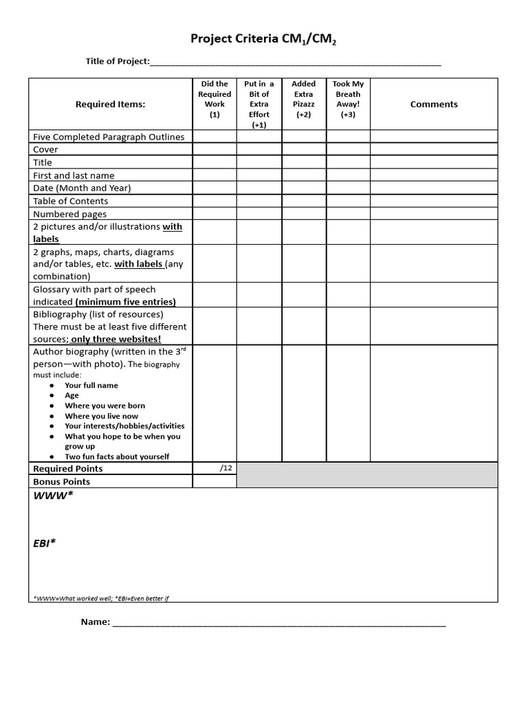Project Criteria and Requirements | PDF
