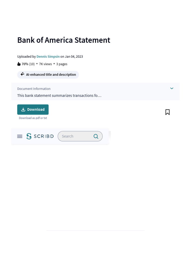 Bank of America Statement - PDF - Credit Card - Debit Card | PDF ...