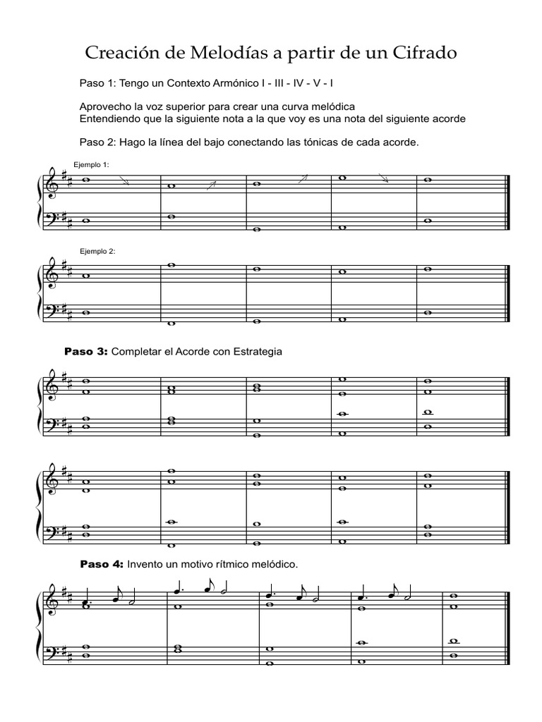Creación de Melodías a partir de un Cifrado - Partitura completa | PDF ...