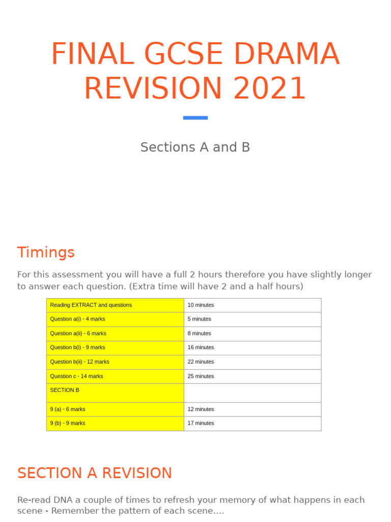 GCSE Drama Revision Guide | PDF | Costume | Shadow