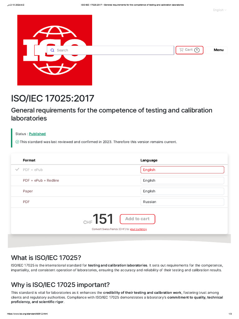 ISO/IEC 17025:2017 Overview | PDF | International Organization For ...