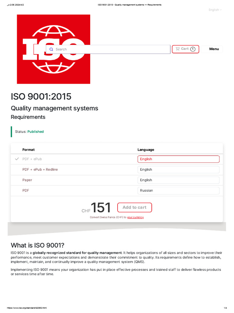 ISO 9001 - 2015 - Quality Management Systems - Requirements | PDF ...