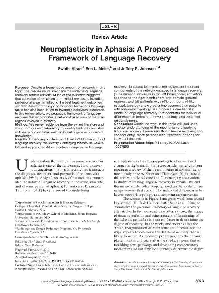 2019 - JSLHR L RSNP 19 0054 | PDF | Aphasia | Cingulate Cortex