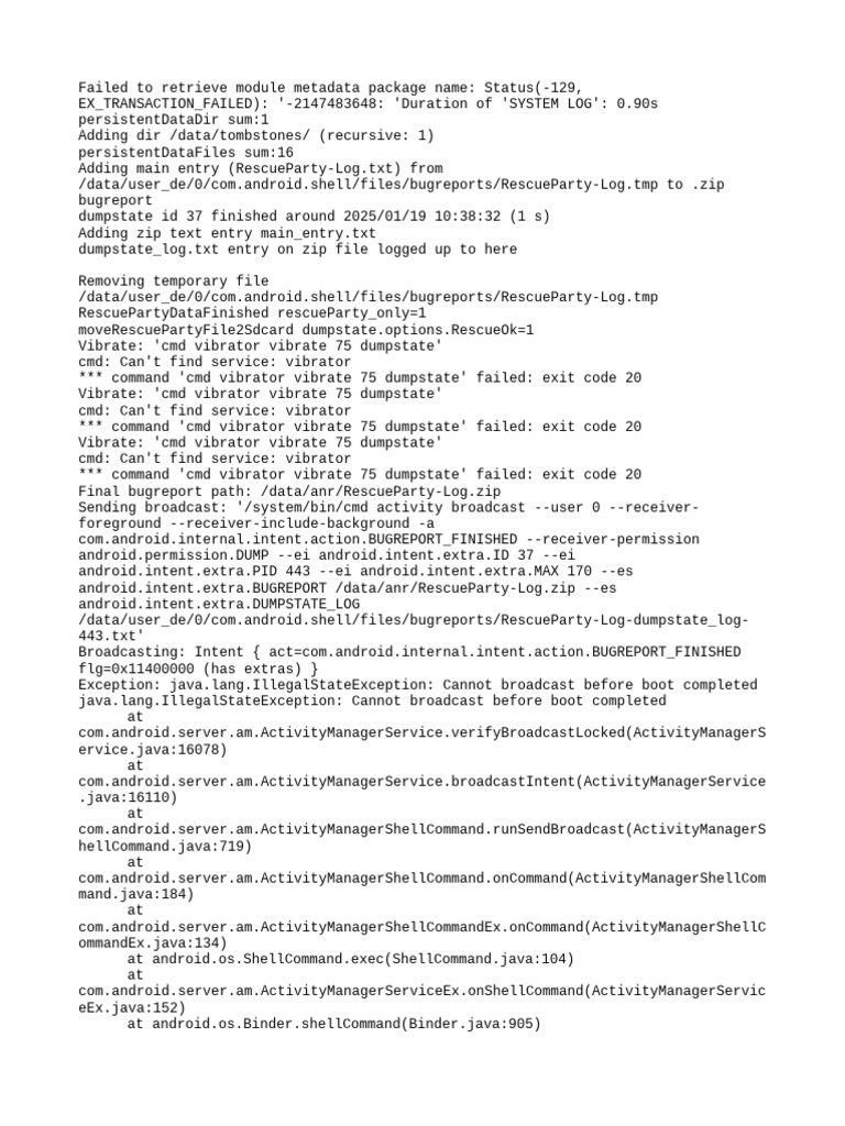 RescueParty Log Dumpstate Log 443 | PDF | Zip (File Format) | Computer File