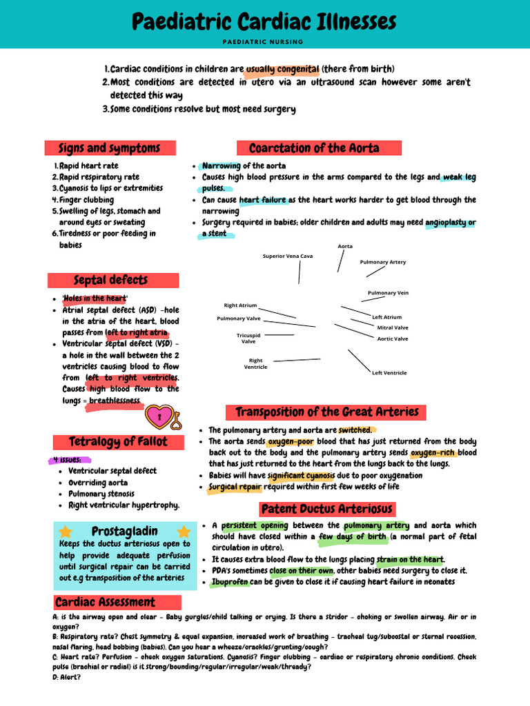 Pediatric Cardiac Conditions Overview | PDF | Congenital Heart Defect ...