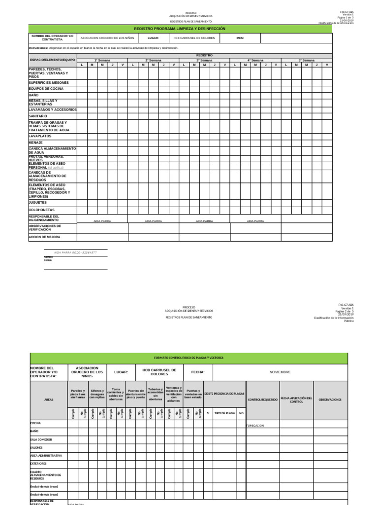 Formatos Plan de Saneamiento Instituciones | PDF | Agua | Saneamiento