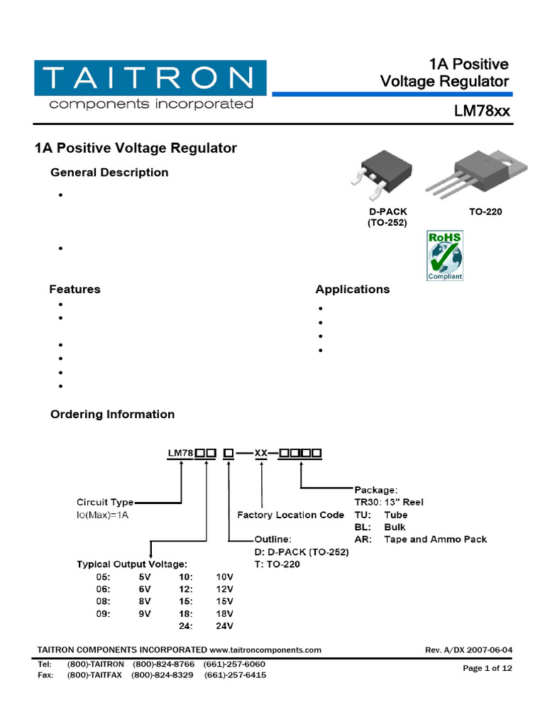 Voltage Regulator LM78xx | PDF | Electronic Circuits | Electronic Engineering