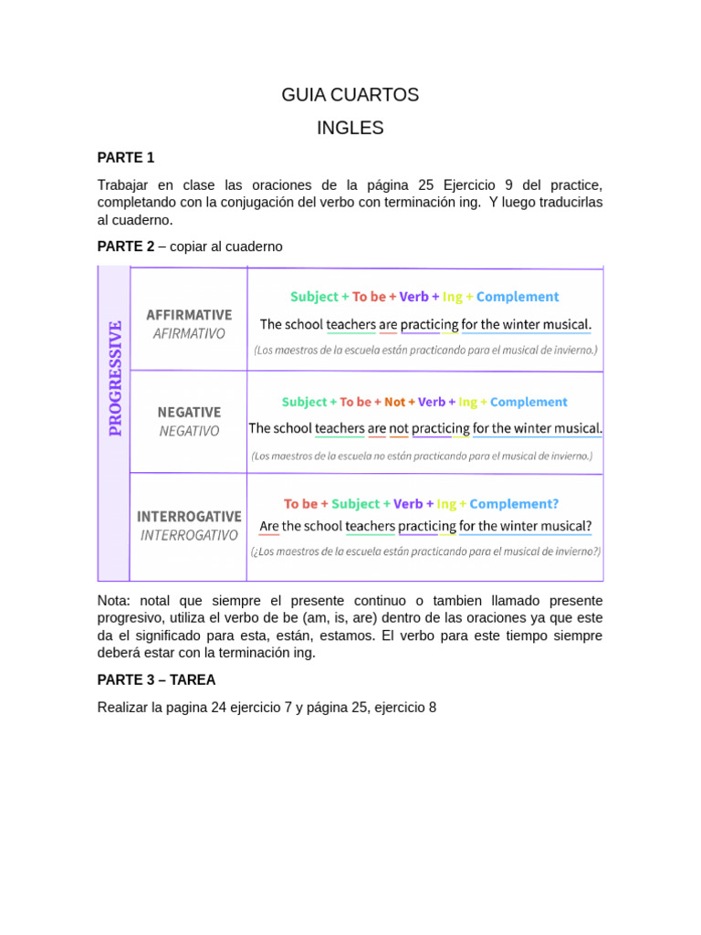 GUIA CUARTOS ingles | PDF