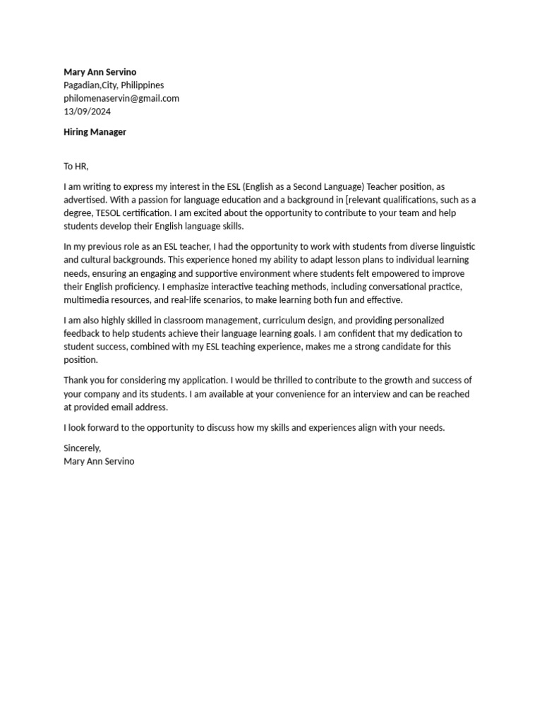 Application Letter | PDF