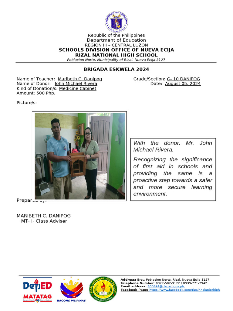 Brigada Eskwela 2024 Report | PDF